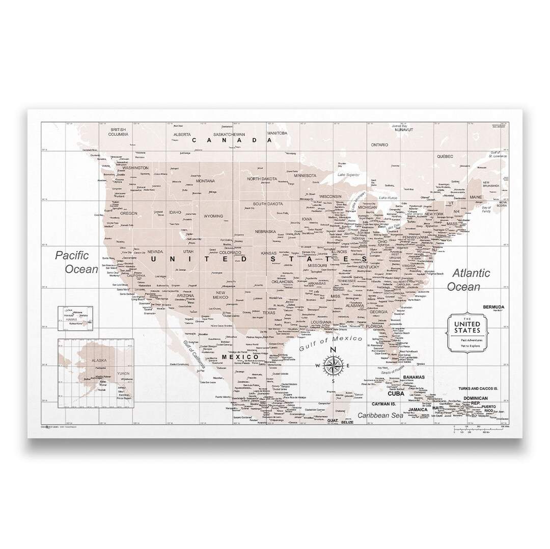 Push Pin USA Map (pin Board) - Light Brown Color Splash - Etsy