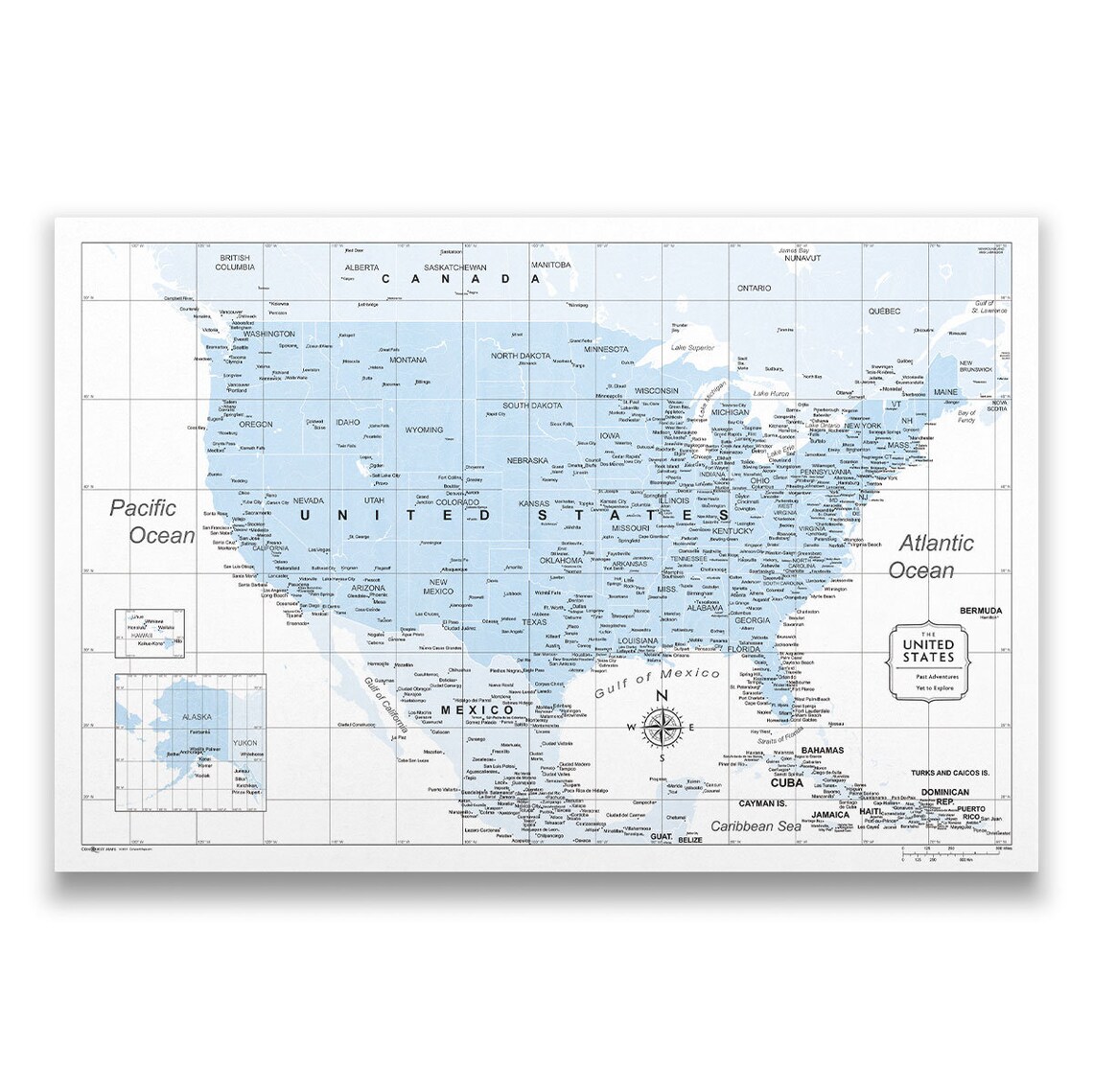 Push Pin USA Map pin Board Light Blue Color Splash | Etsy