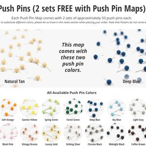 Push Pin USA Travel Map - Pin Board or Poster - Canvas Navy Blue and ...