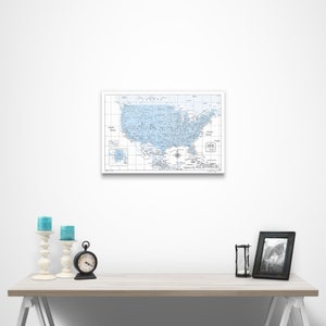 USA Map Poster - Light Blue Color Splash - Etsy