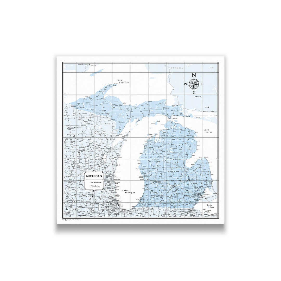 Michigan Map Poster Light Blue Color Splash - Etsy