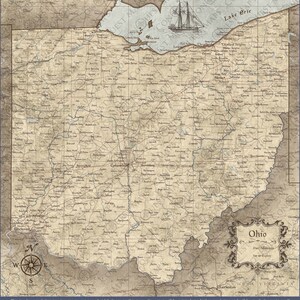 Ohio Travel Push Pin State Map - Rustic Vintage Cork Pin Board Canvas ...