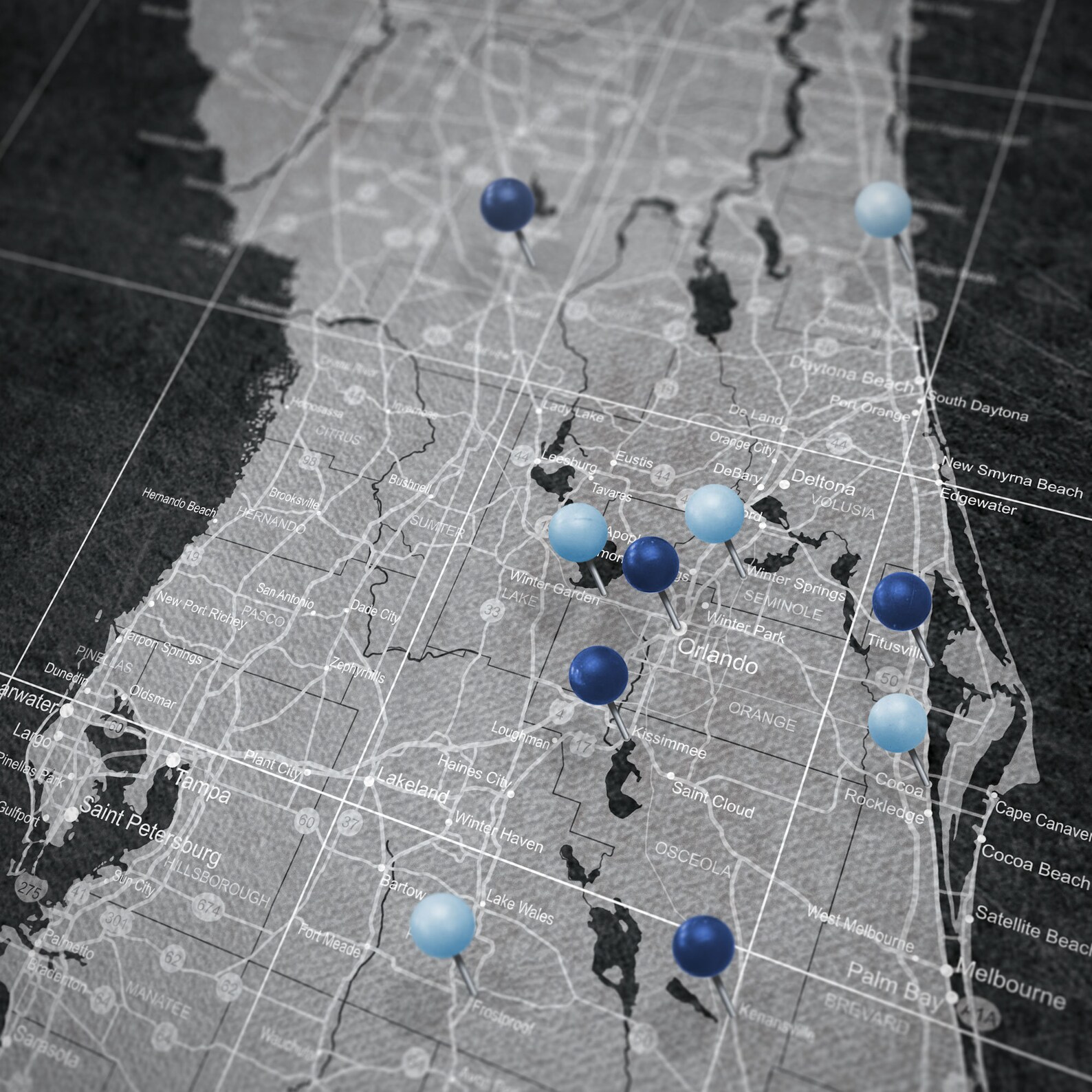 Florida Travel Push Pin State Map Modern Cork Pin Board - Etsy