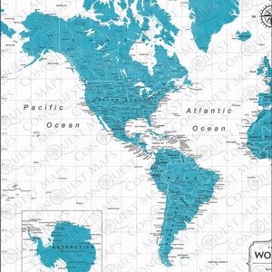 Push Pin World Map (pin Board) - Teal Color Splash - Etsy