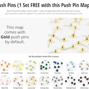 Push Pin Mini World Travel Map - No Labels - Personalizable Cork Pin ...