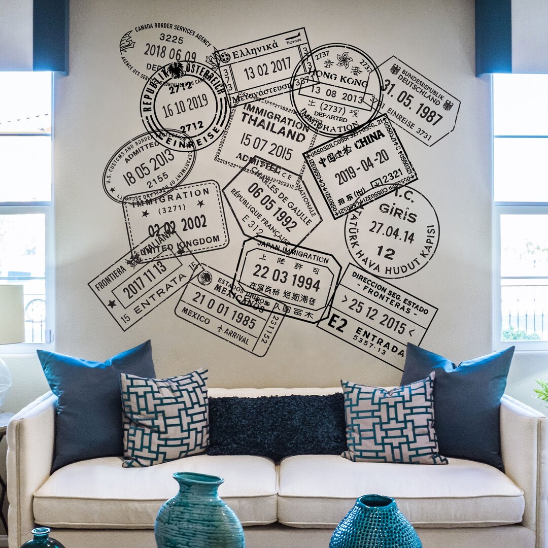 Passport Stamp Wall Decals - Etsy