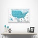 Push Pin USA Map pin Board Teal Color Splash - Etsy