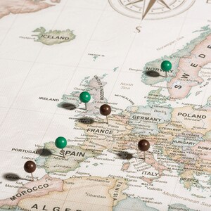 Push Pin World Travel Map - Cork Pin Board Canvas Map (desert Sunrise ...