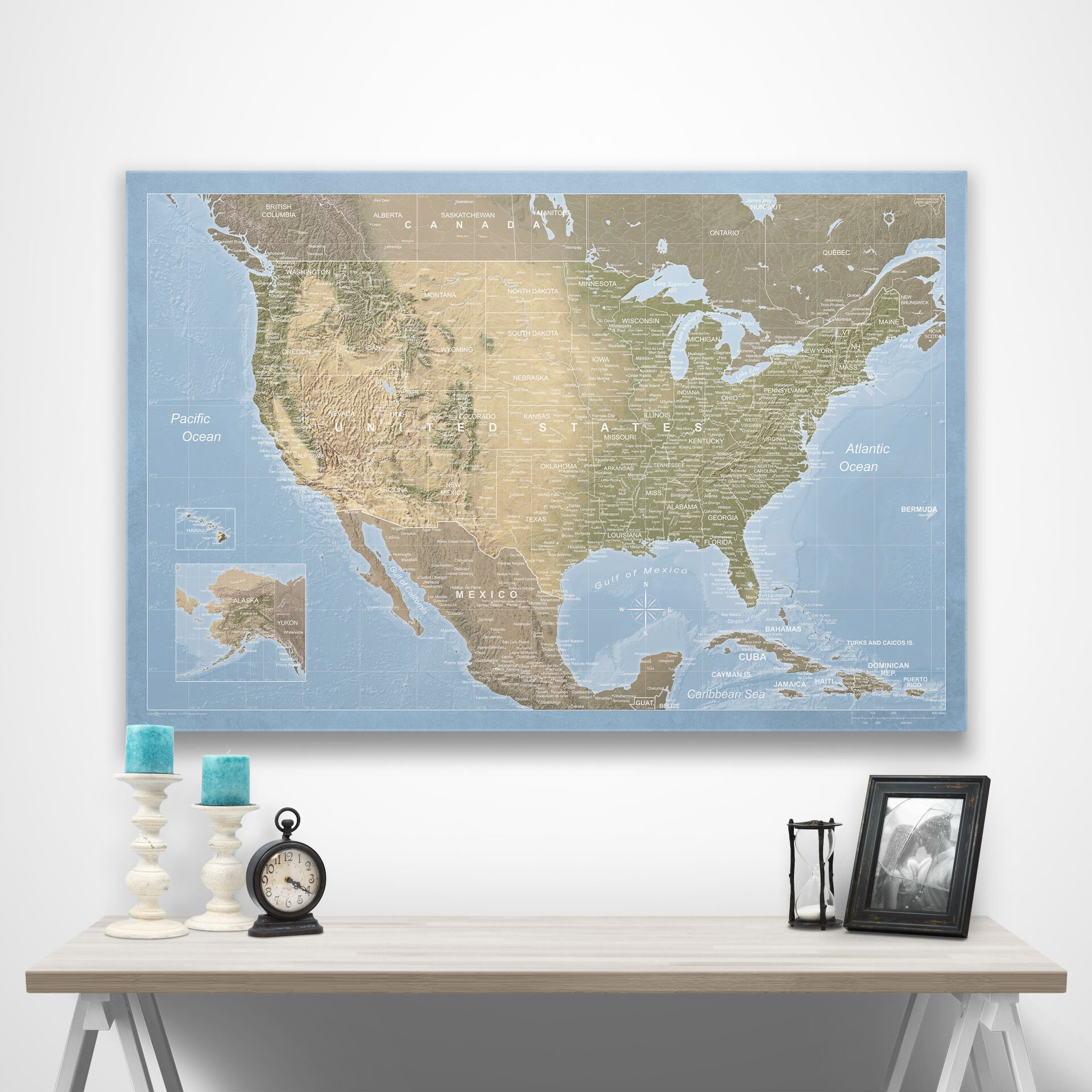 USA Map Poster Natural Earth - Etsy