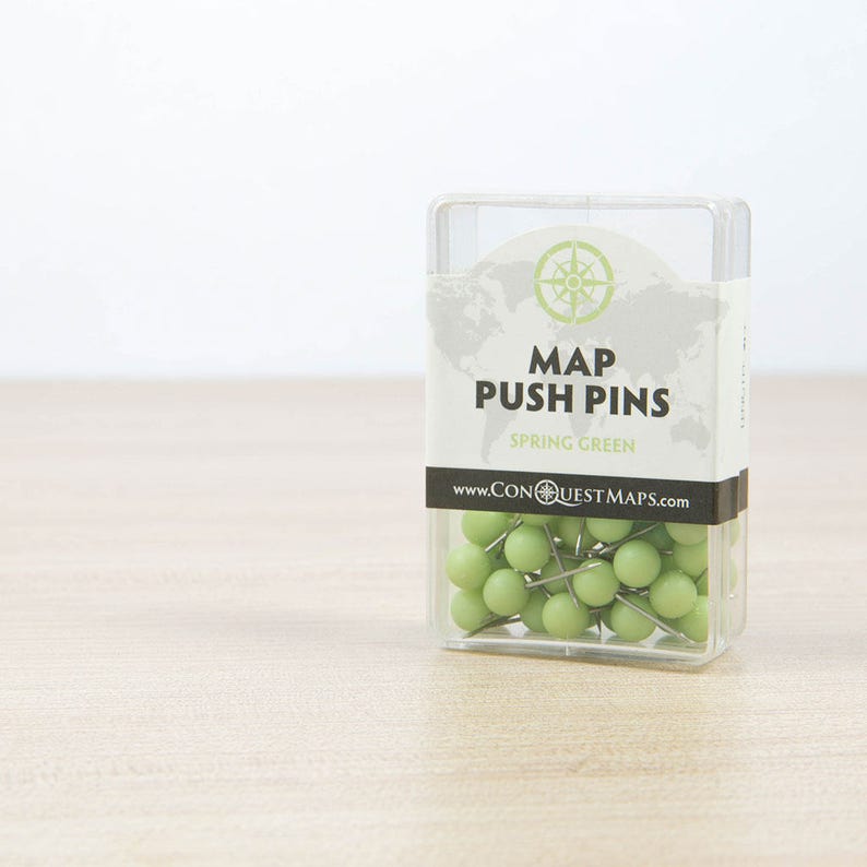 Map Push Pins: Spring Green Matte Finish - Etsy