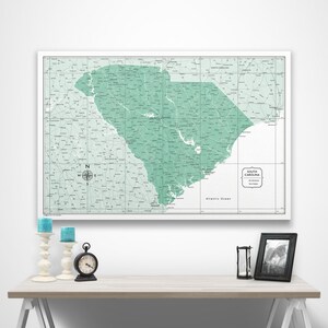 South Carolina Map Poster Green Color Splash - Etsy