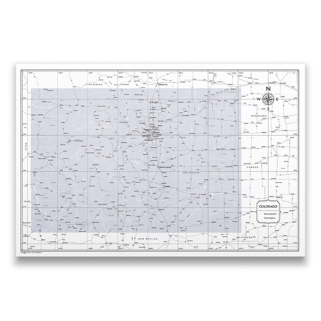 Push Pin Colorado Map pin Board Light Gray Color Splash - Etsy