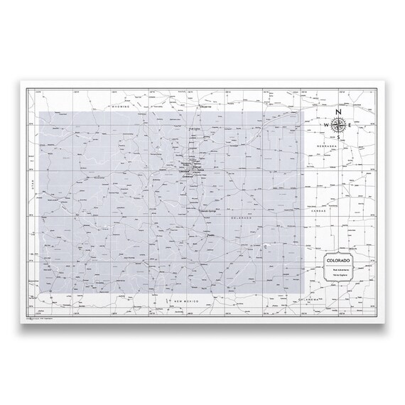 Push Pin Colorado Map pin Board Light Gray Color Splash | Etsy