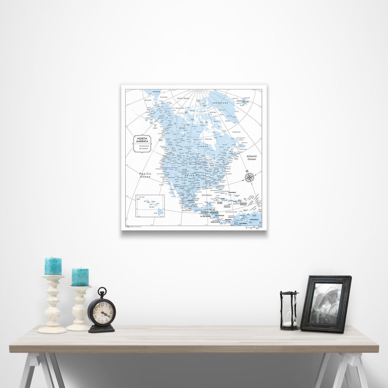Push Pin North America Map Pin Board Light Blue Color | Etsy