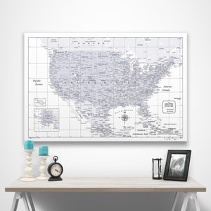 USA Map Poster - Light Gray Color Splash - Etsy