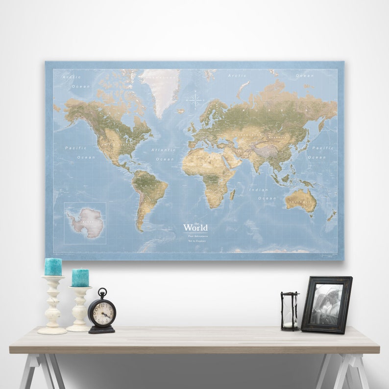 Push Pin World Map - Natural Earth - Etsy