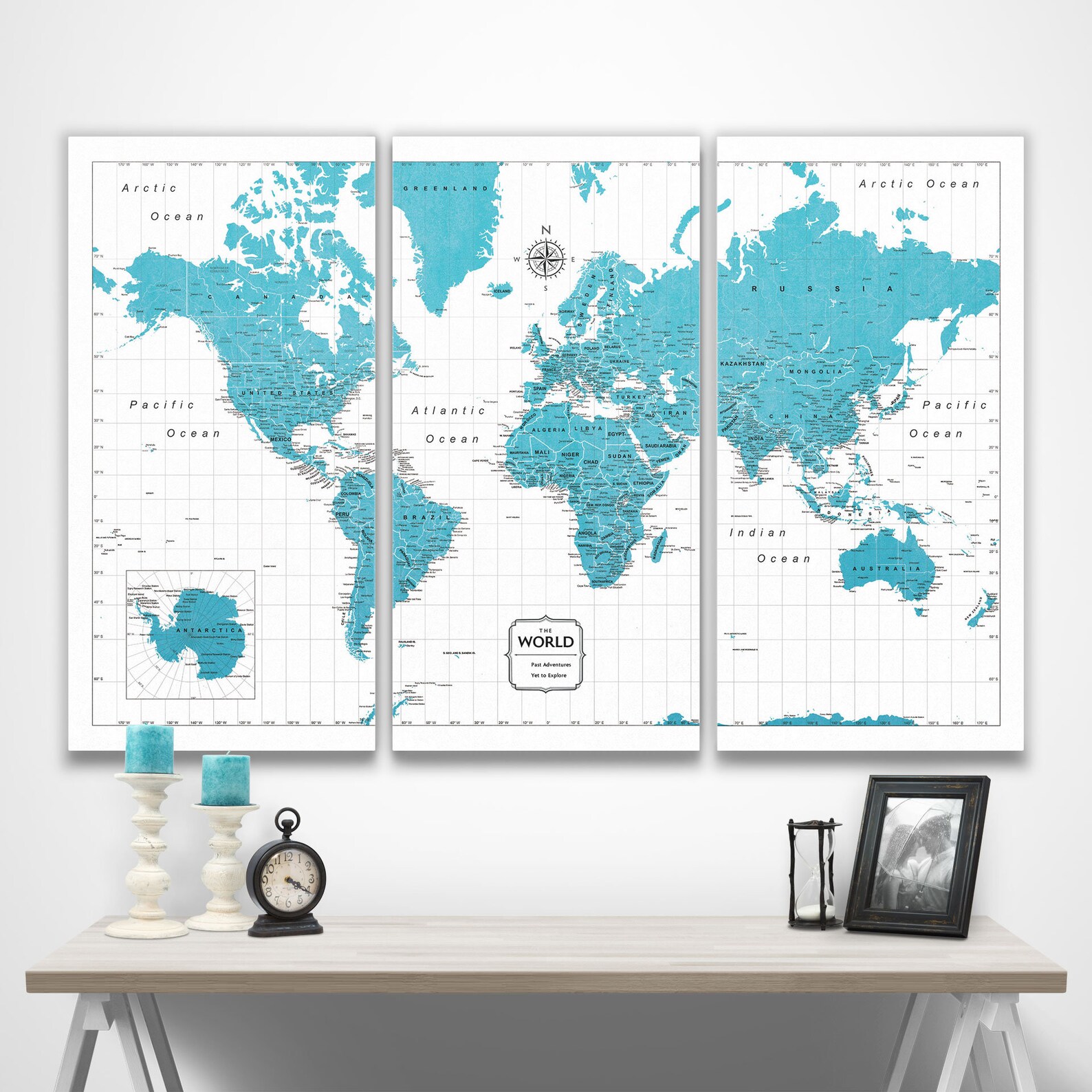 Push Pin World Map Pin Board Teal Color Splash | Etsy
