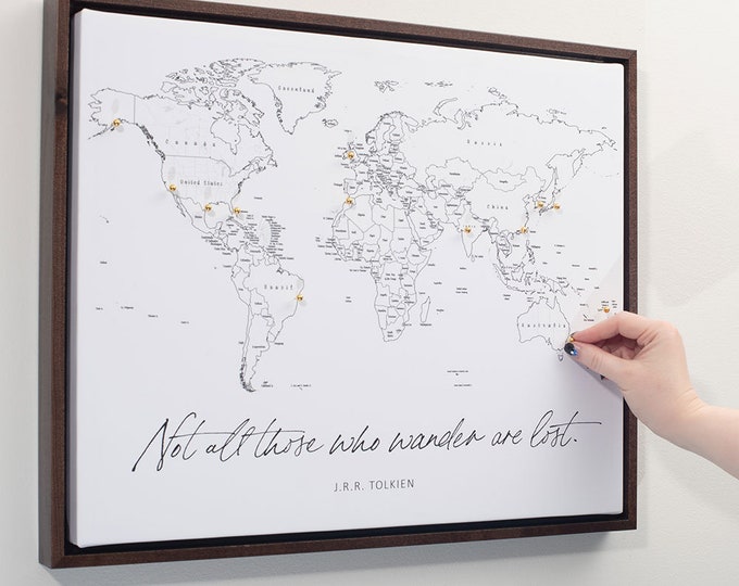 Black Push Pin World Map Personalized - Etsy