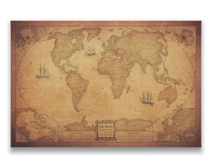 Antique Vintage Style World Map Poster - Etsy