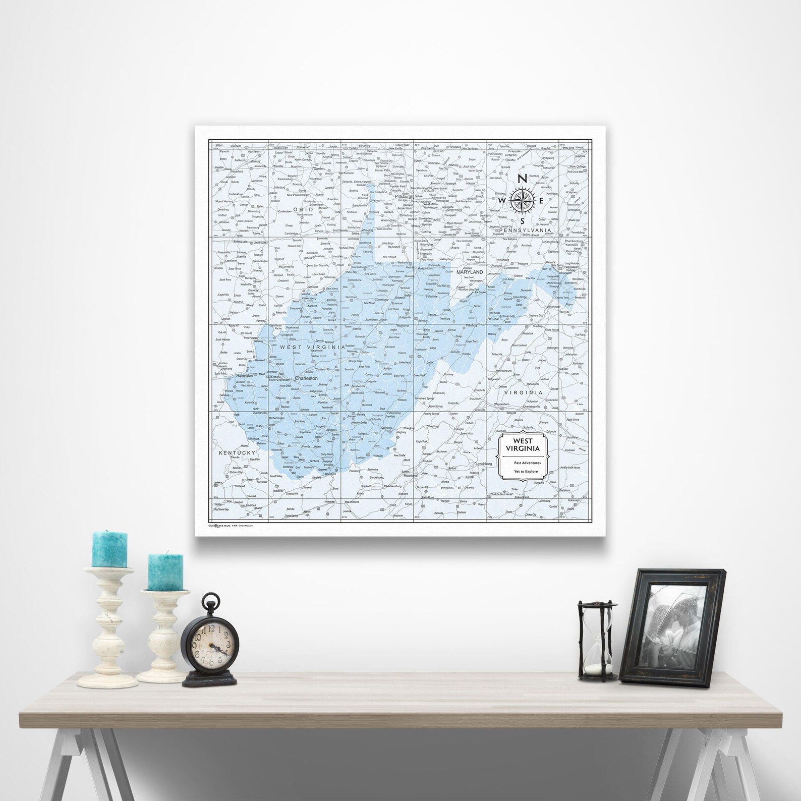 West Virginia Map Poster Light Blue Color Splash - Etsy