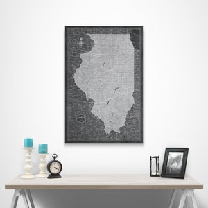 Illinois Travel Push Pin State Map - Modern Cork Pin Board Canvas ...