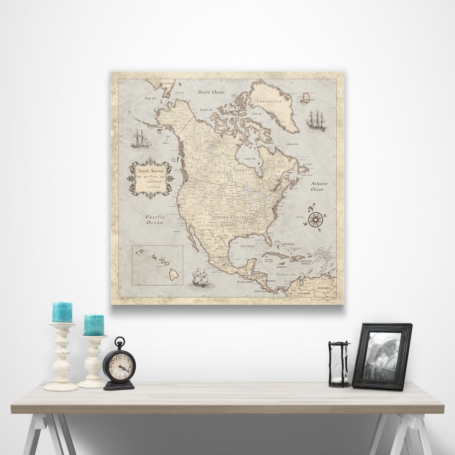 North America Travel Push Pin State Map - Rustic Vintage Cork Pin Board ...