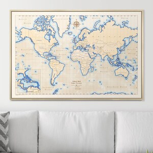 World Push Pin Scuba Map - Pin Board - White and Blue - Gift for Scuba ...