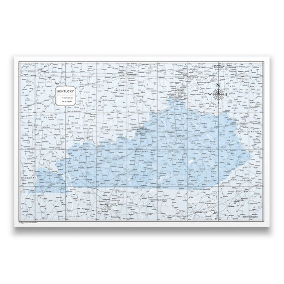 Kentucky Map Poster Light Blue Color Splash | Etsy