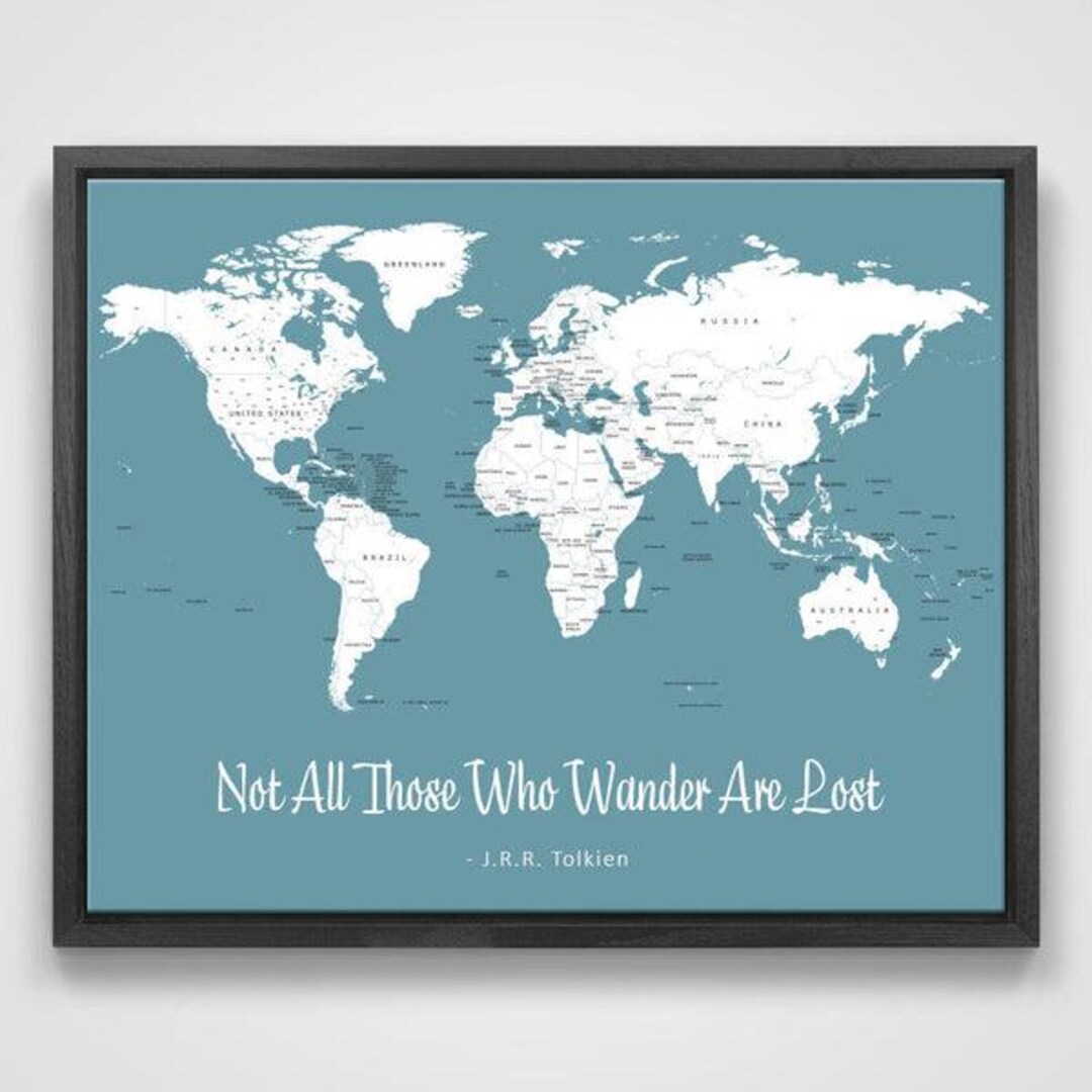 Push Pin Mini World Travel Map (color: Zircon) - Personalizable Cork ...