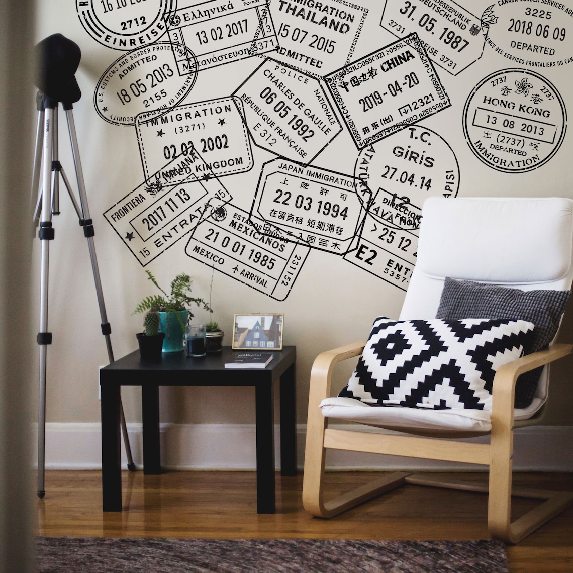 Passport Stamp Wall Decals - Etsy