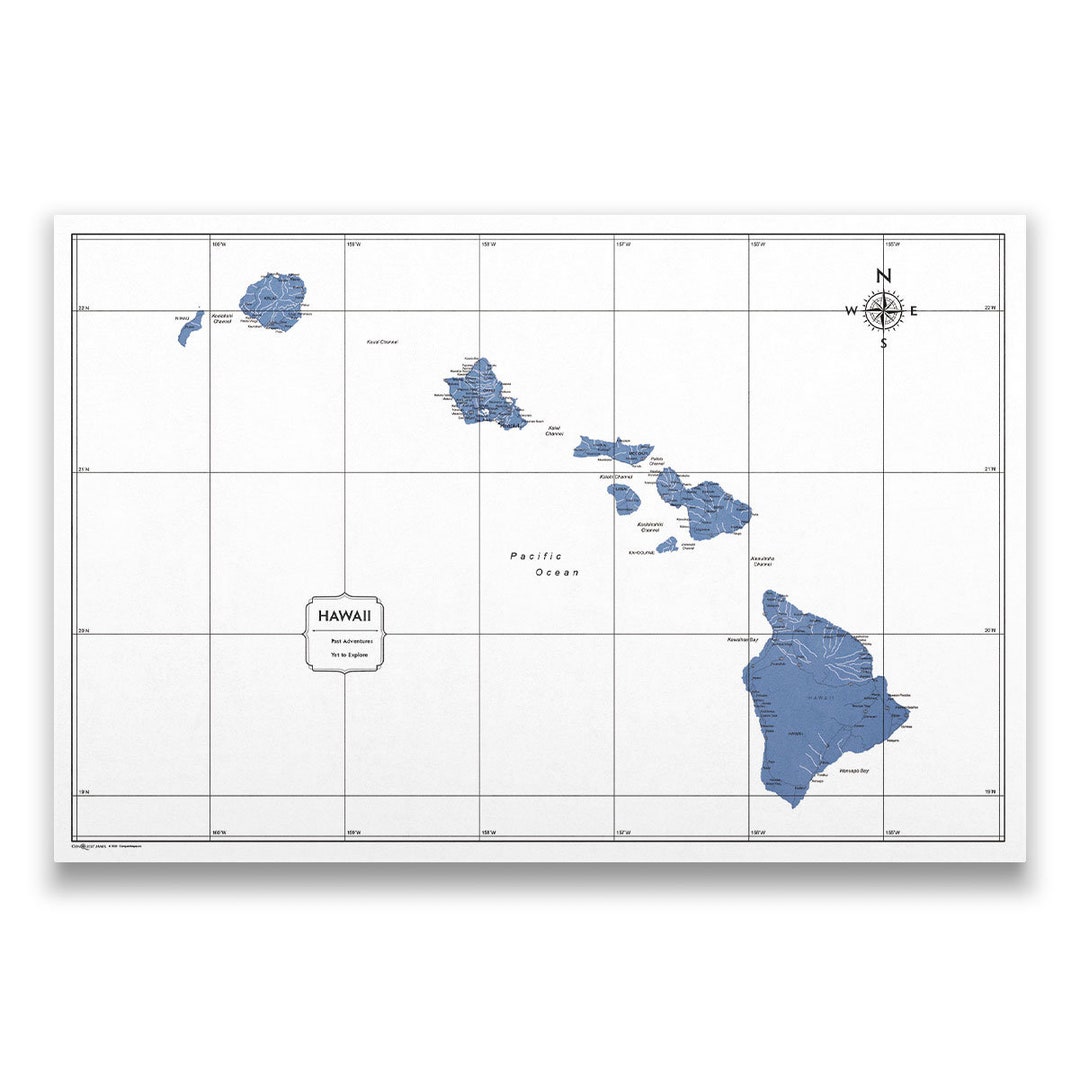 Hawaii Map Poster Navy Color Splash - Etsy