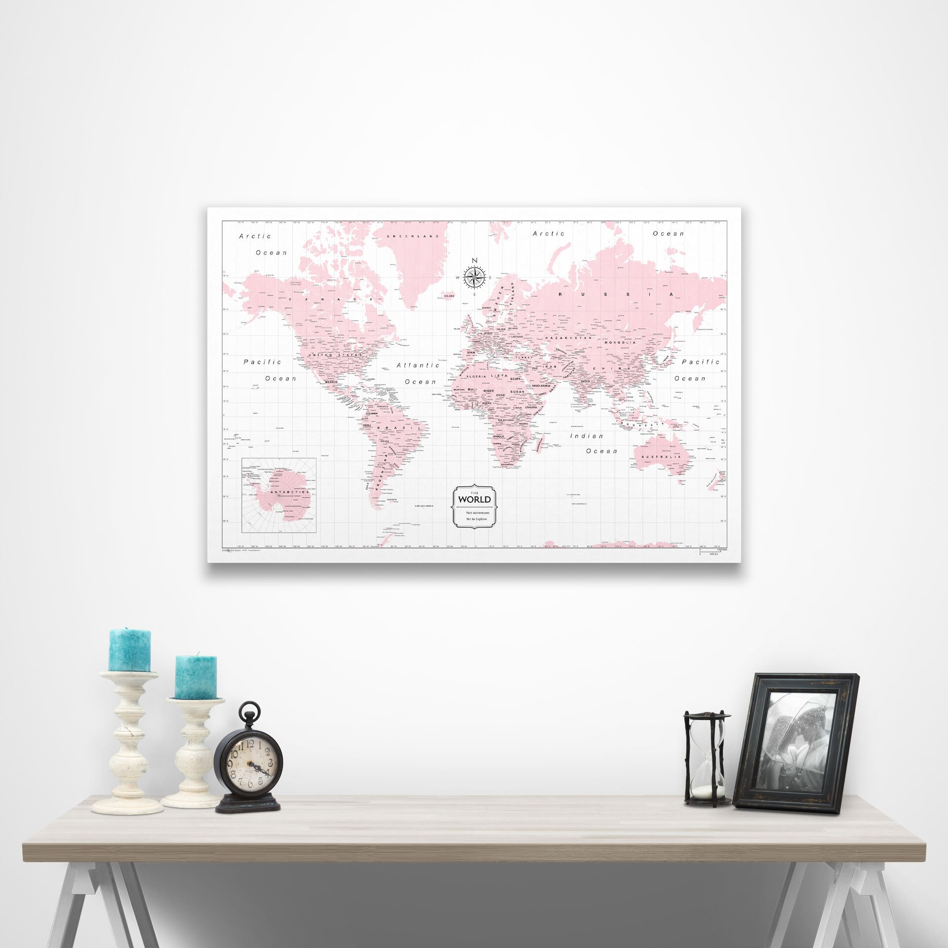 World Map Poster Pink Color Splash - Etsy
