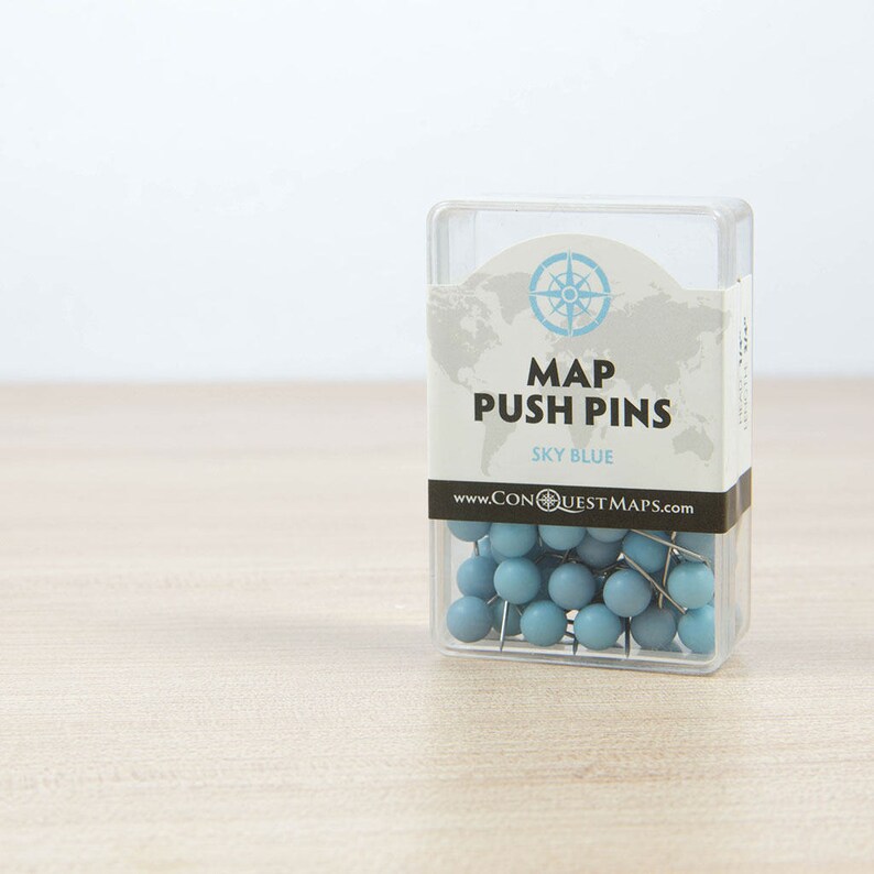 Map Push Pins: Sky Blue Matte Finish - Etsy