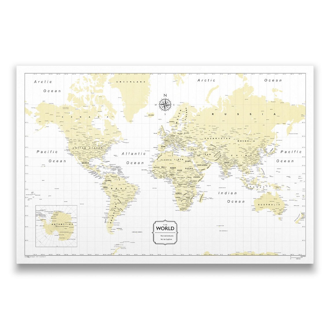 World Map Poster Yellow Color Splash - Etsy