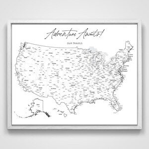 Push Pin Mini USA Travel Map Cities & States Labeled Personalizable ...