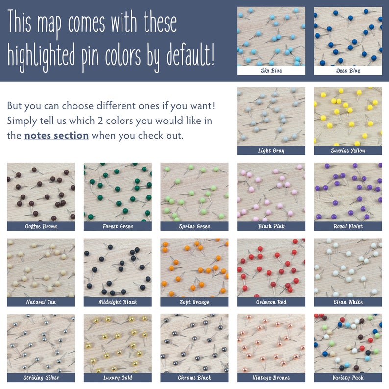 Pennsylvania Travel Push Pin State Map Modern Cork Pin Board | Etsy