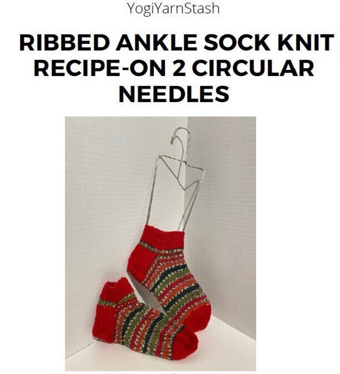 Downloadable Sock Pattern. Knit Ribbed Ankle or Full Socks on 2 ...