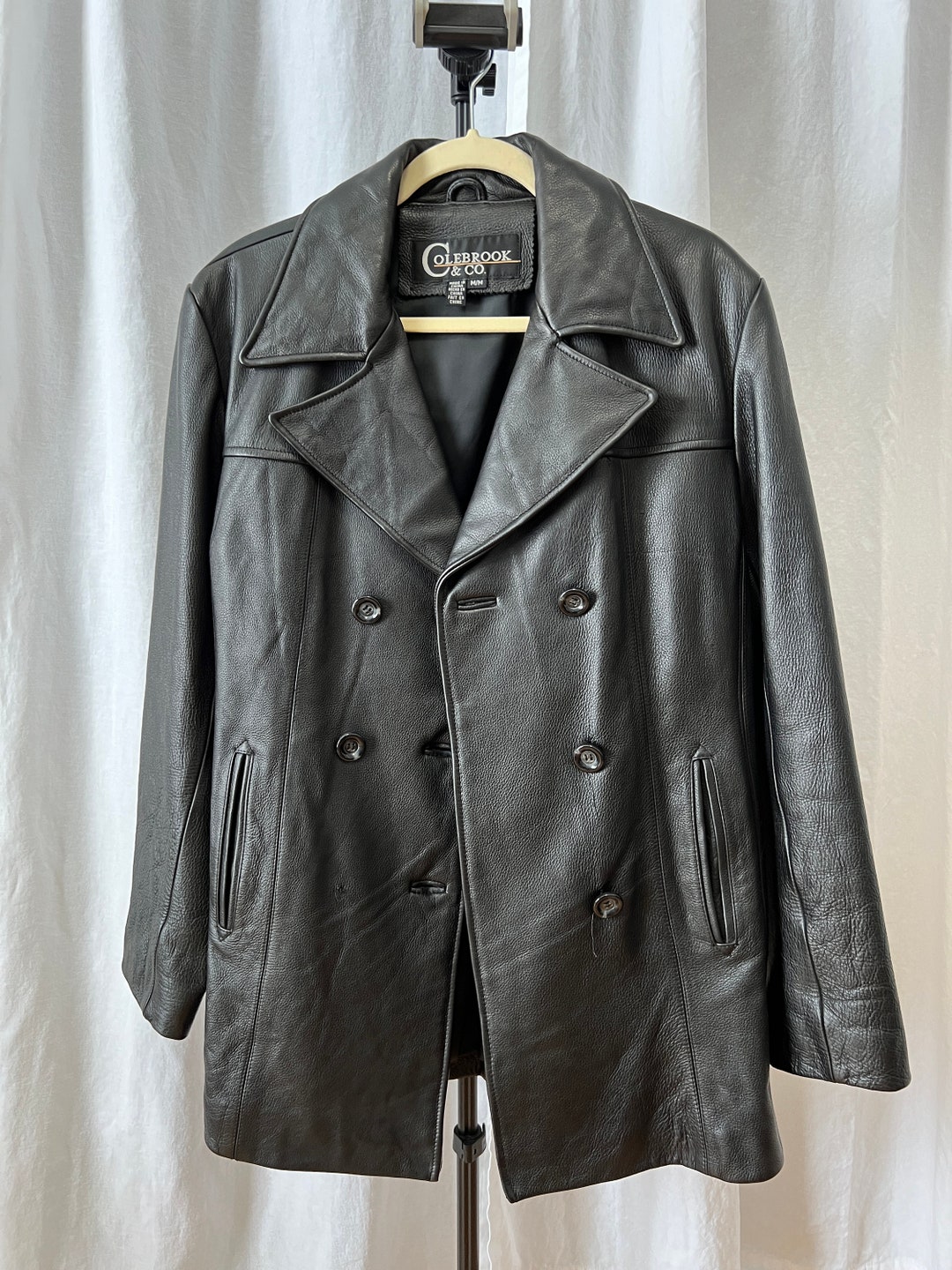 Colebrook & Co. Genuine Leather Black Mid-length Peacoat Size Medium - Etsy