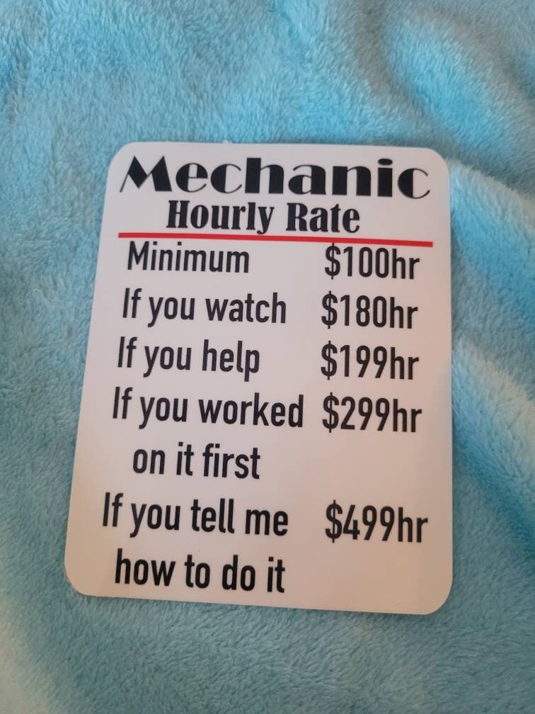Mechanic Hourly Rate Sticker or Magnet - Etsy