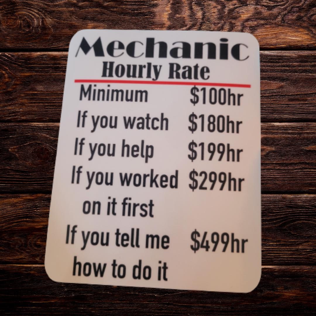 Mechanic Hourly Rate Sticker or Magnet - Etsy