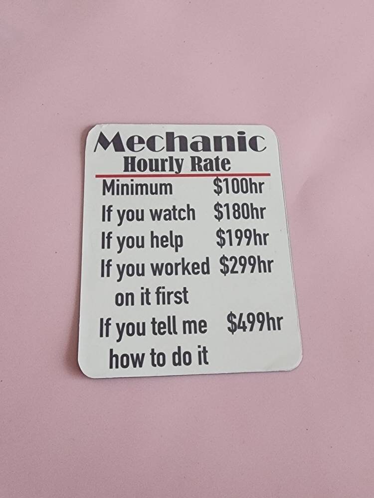 Mechanic Hourly Rate Sticker or Magnet - Etsy