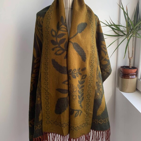 Floral Wool Scarf - Etsy