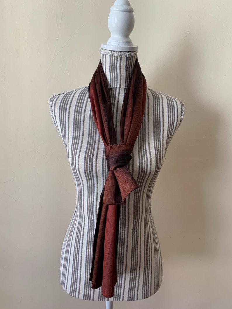 Vintage Y2K Striped Pure Silk Scarf Burnt Orange Silk Scarf - Etsy