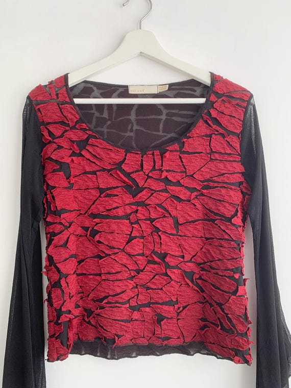 Vintage Sheer Mesh Tulle Blouse for Women Size M L, B… - Gem