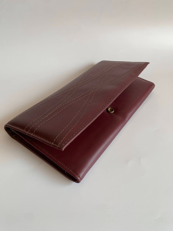 80s Vintage Envelope Purse, Burgundy Red Clutch Purse… - Gem