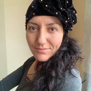 Vintage Black Velvet Hat for Women With Large Flower, Elegant Evening ...