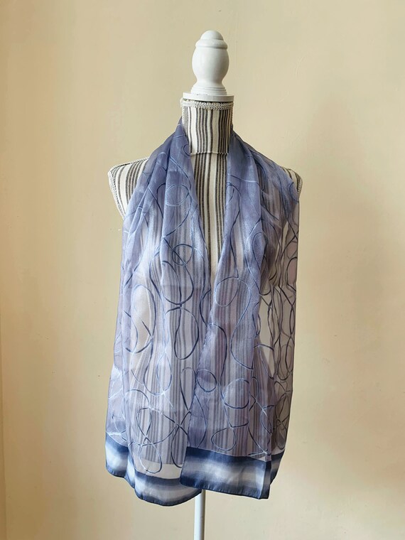 Light Blue Sheer Neck Scarf for Women, See Through Si… - Gem