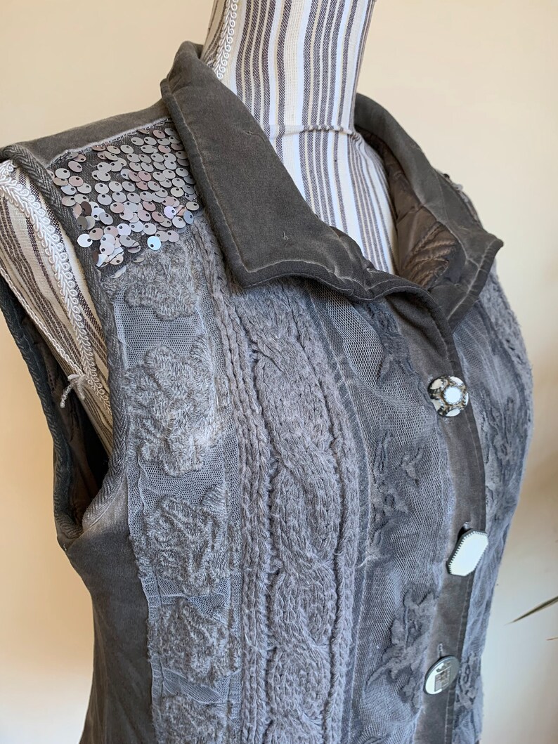 Grey Lace Steampunk Waistcoat for Women Size M Vintage Psy - Etsy