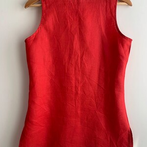 Sleeveless Red Linen Top for Women Size M, Vintage 90s Y2K Basic Linen ...