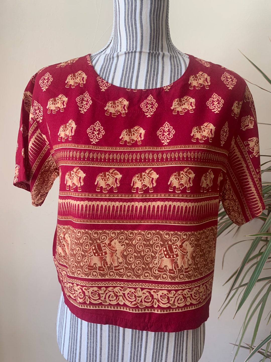 Vintage Short Sleeve Crop Top for Women, Boho Chic Thai Short Summer ...